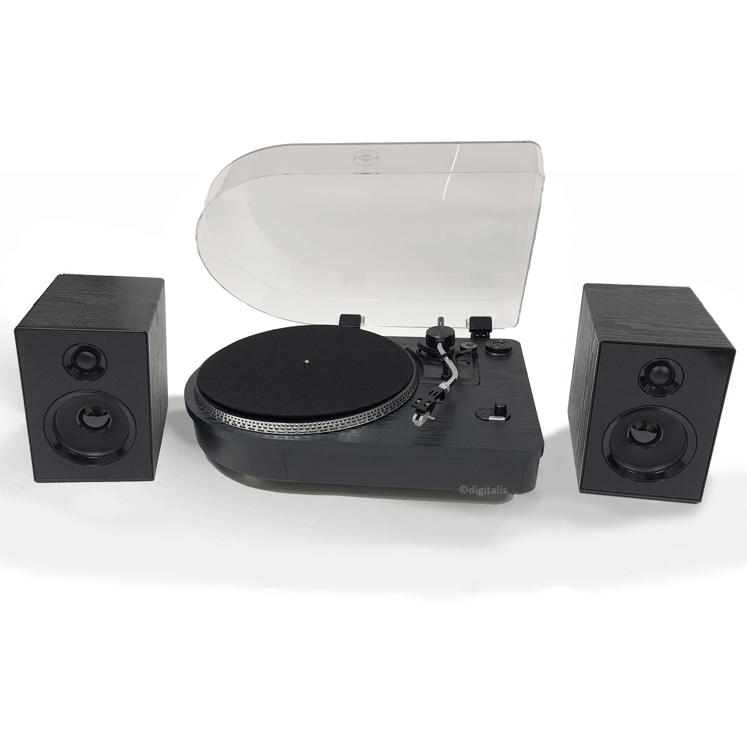 Steepletone Camden 2 Speed Record Player with Speakers – Black ...