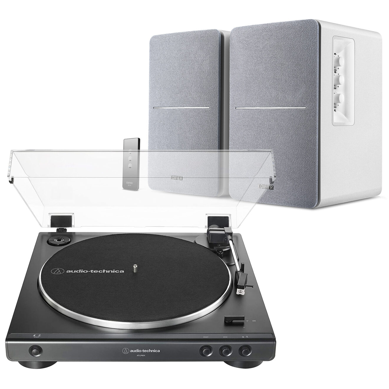Audio-Technica LP60X Turntable + Edifier R1280T White Speaker Package ...